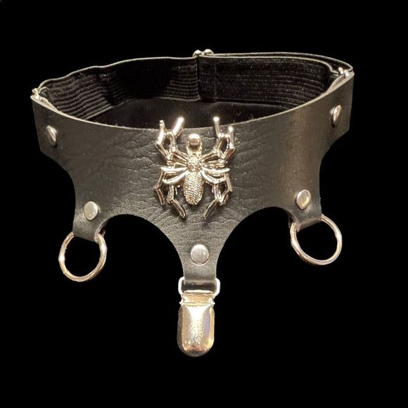 Private Label | Accessories | Black Goth Spider Vegan Leather Leg ...
